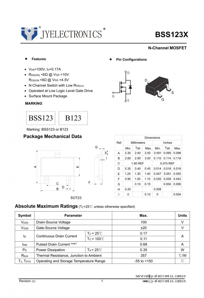 BSS123X datasheet page 1