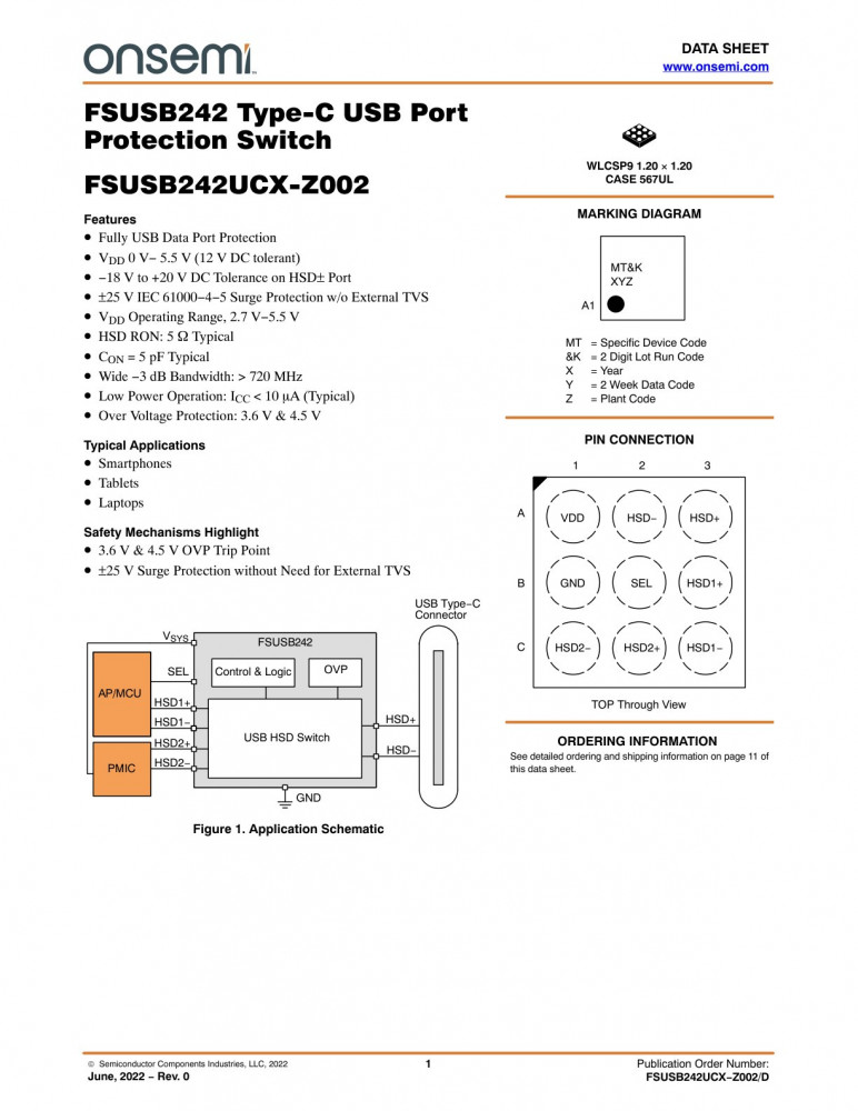 FSUSB242 datasheet page 1