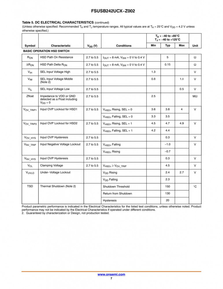 FSUSB242 datasheet page 7