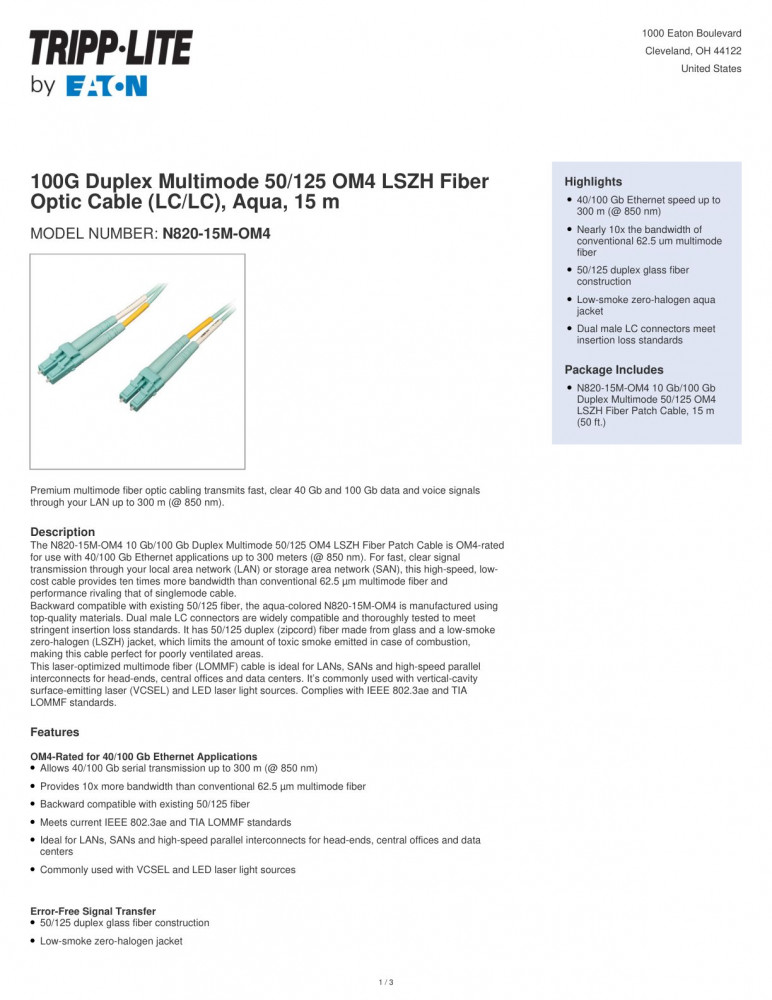 N820-15M-OM4 technical document page 1