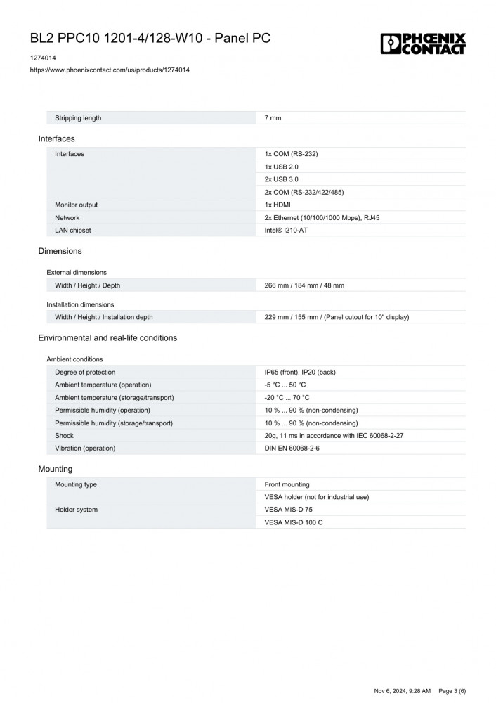 Phoenix Contact 1274014 product document page 3