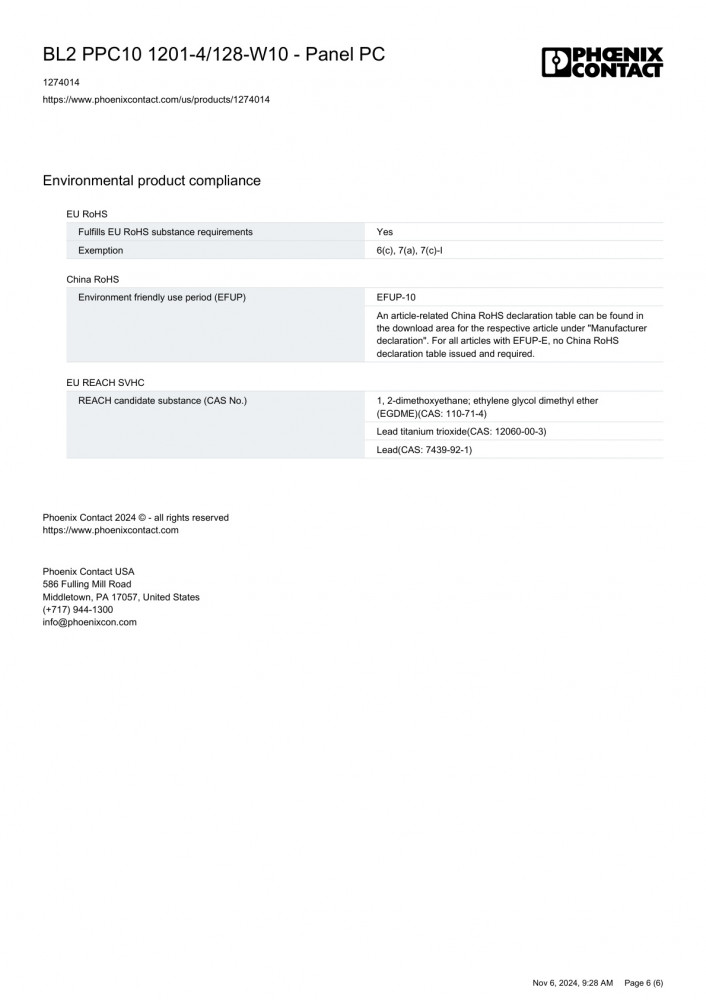 Phoenix Contact 1274014 product document page 6