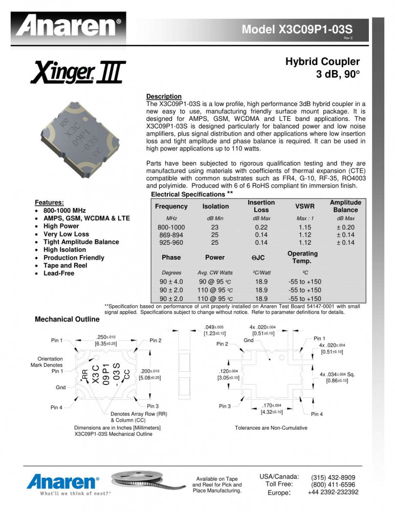 X3C09P1-03S datasheet page 1