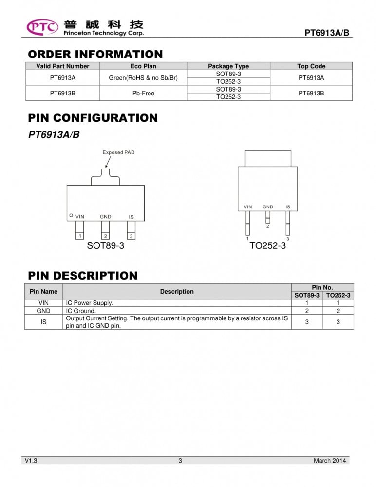 PT6913B-TP datasheet page 3