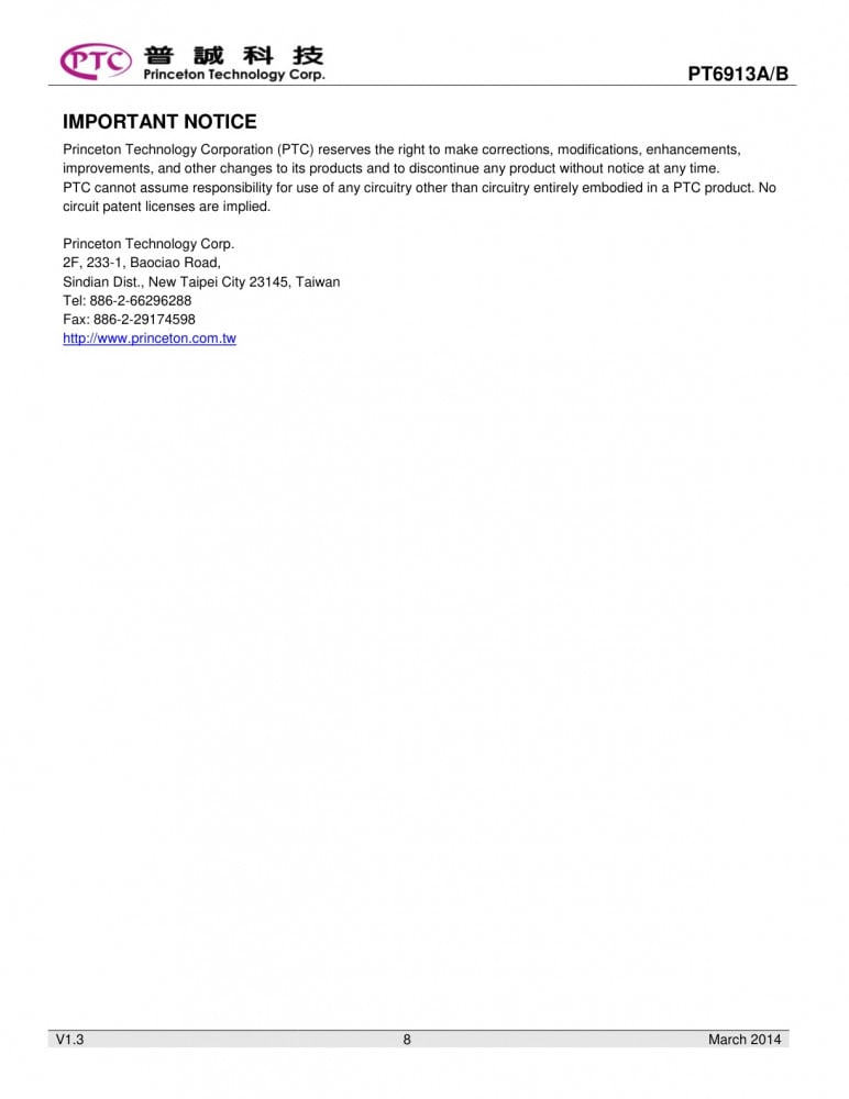 PT6913B-TP datasheet page 4