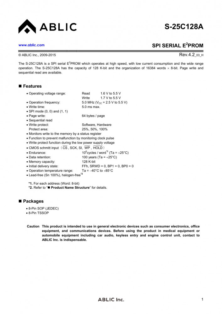 S-25C128A datasheet page 1