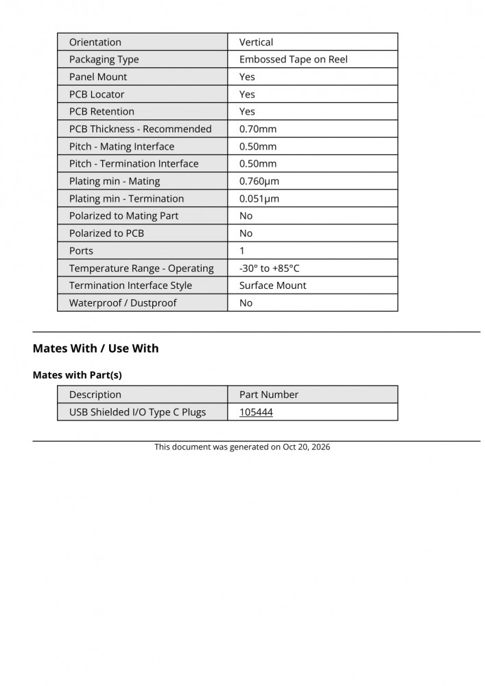 Technical document page 3 for Molex 2047110012