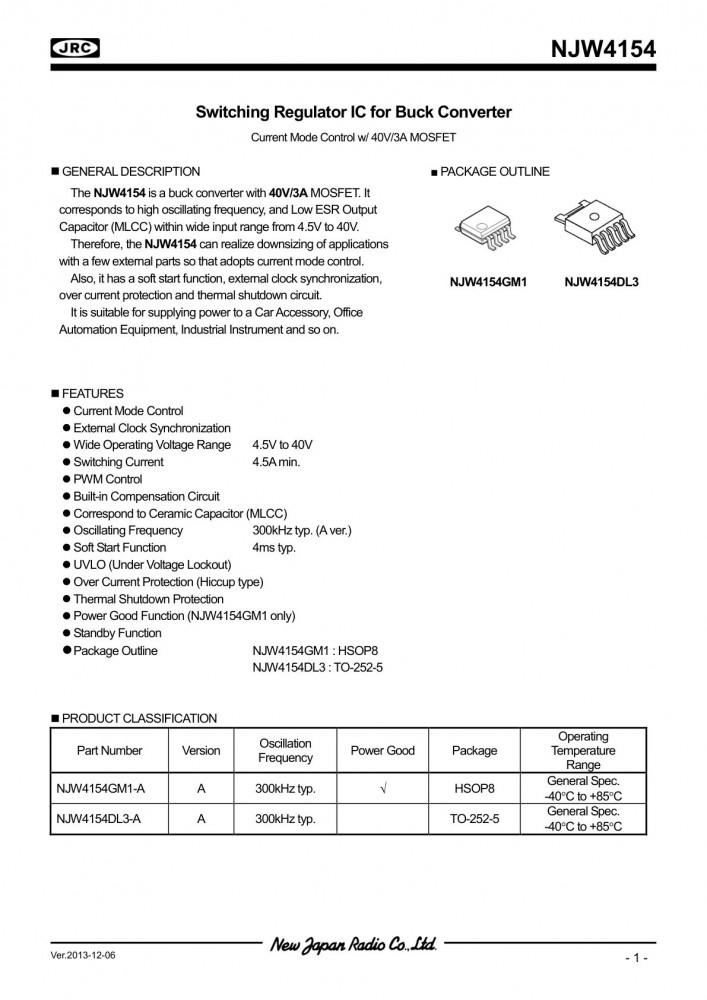 NJW4154 datasheet page 1