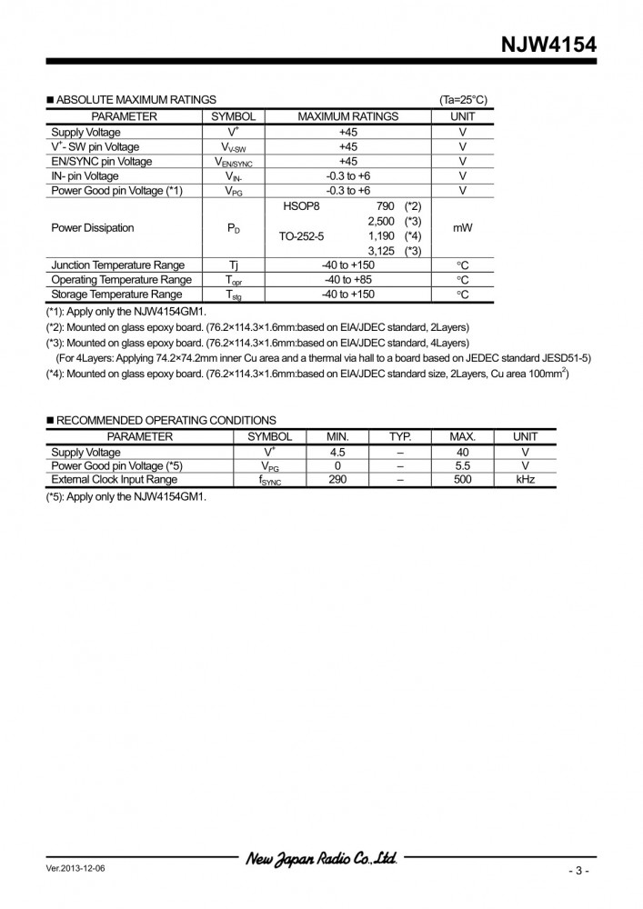 NJW4154 datasheet page 3