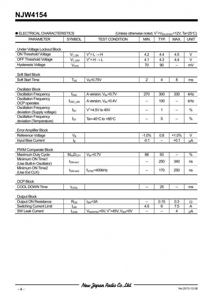 NJW4154 datasheet page 4