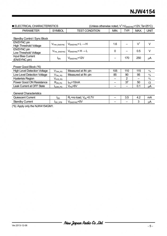 NJW4154 datasheet page 5