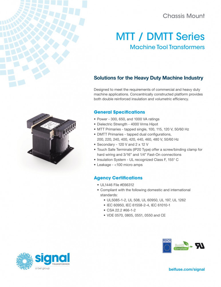Bel Fuse MTT/DMTT series technical document page 1