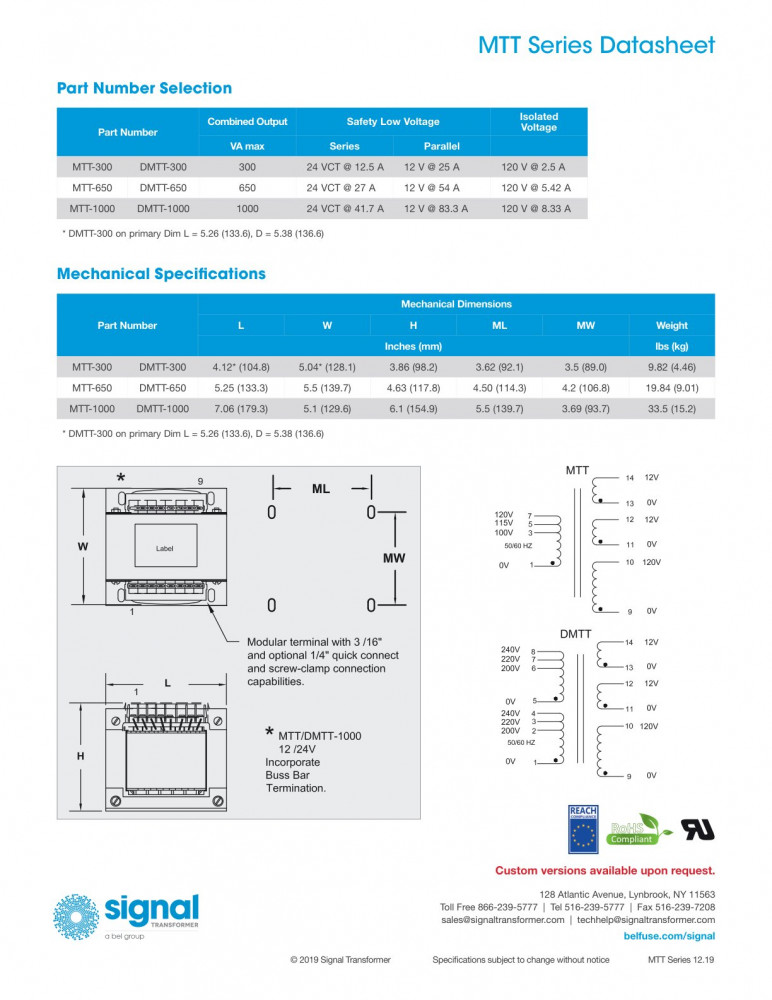Bel Fuse MTT/DMTT series technical document page 2