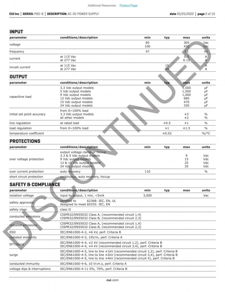 PBO-8-5-B datasheet page 2