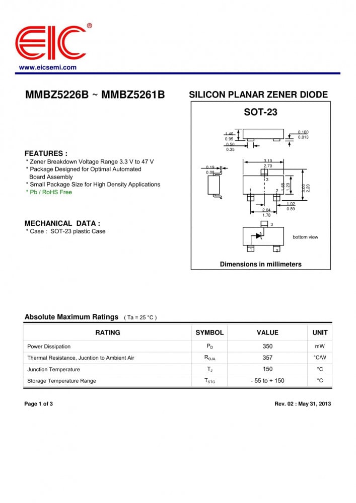 MMBZ5248B datasheet page 1