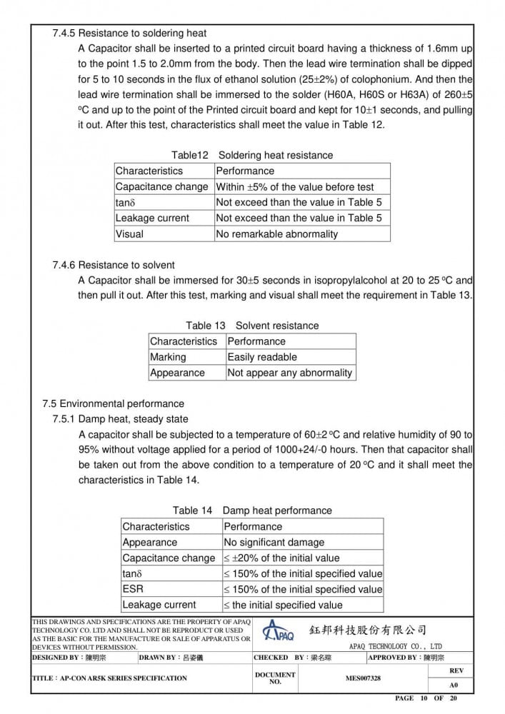 APAQ AR5K specification page 10