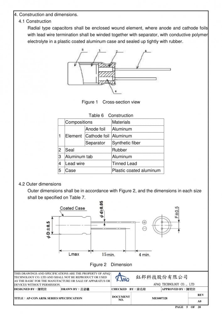 APAQ AR5K specification page 5