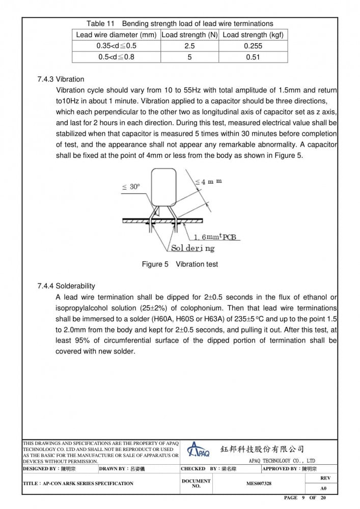 APAQ AR5K specification page 9