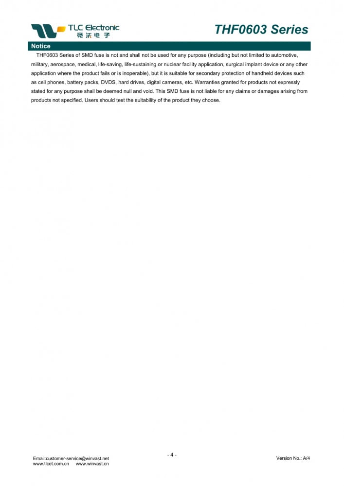 TLC Electronic THF0603 specification sheet page 5