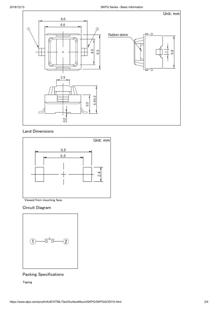 SKPGACE010 dimensions and land pattern