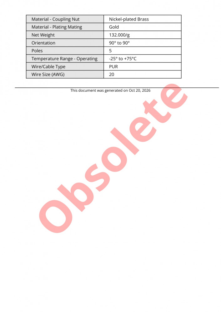 Molex F85 cordset technical drawing, page 3