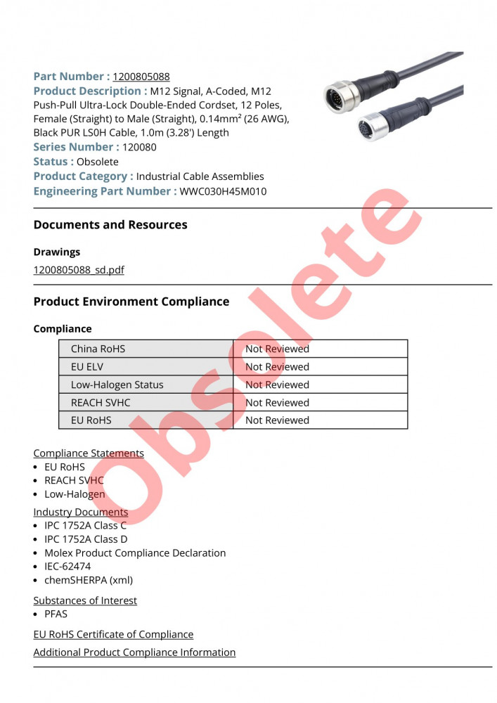 MOLEX 1200805088 technical drawing, page 1
