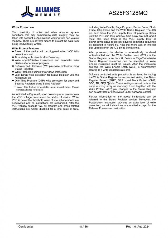 AS25F3128MQ datasheet page 8