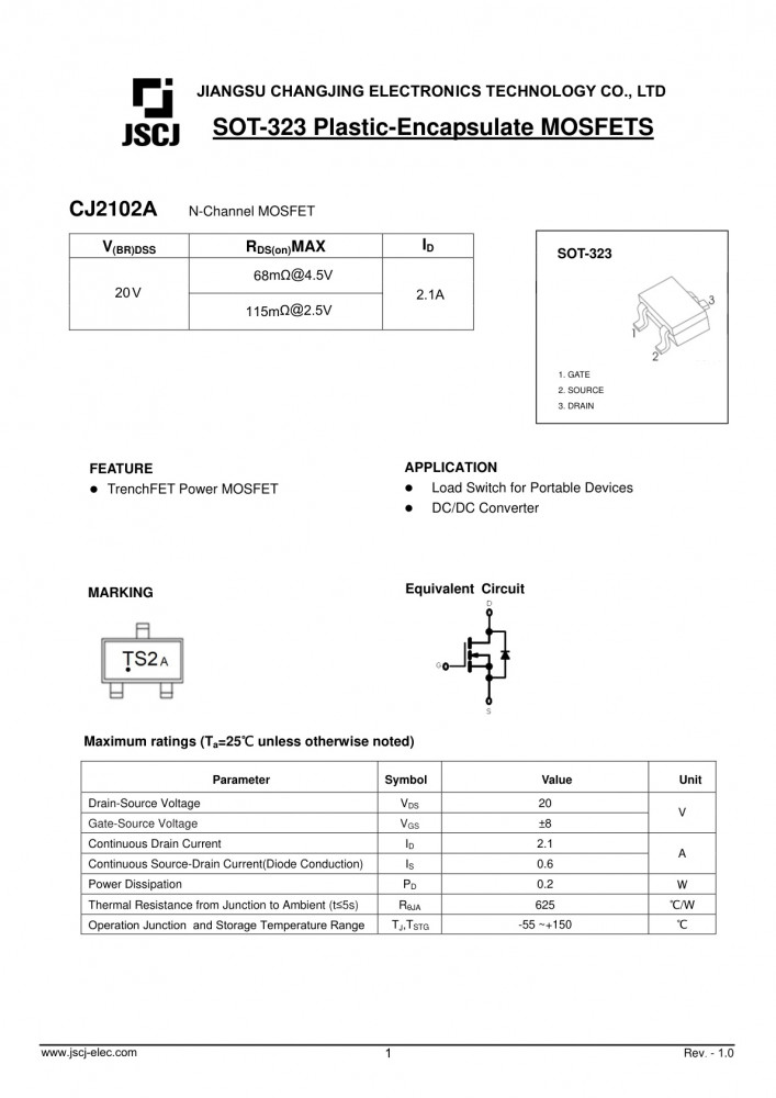 CJ2102A datasheet page 1