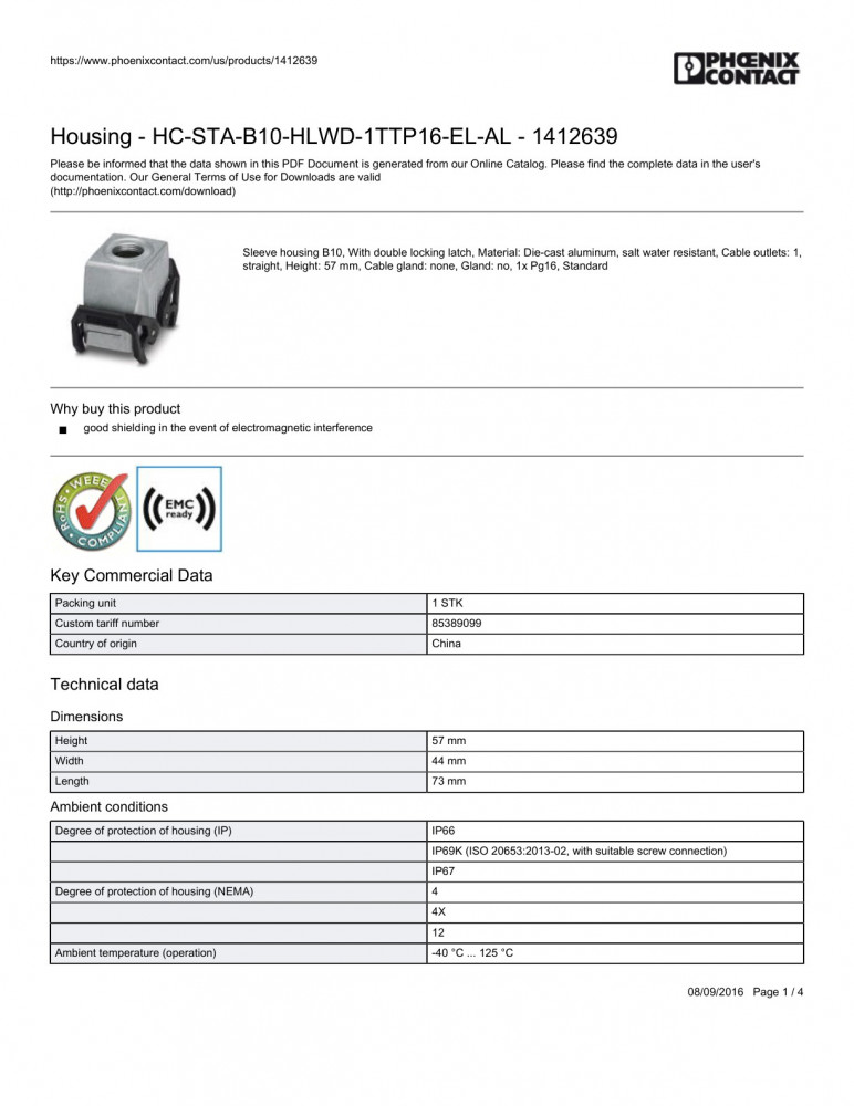 Phoenix Contact 1412639 technical document image 1