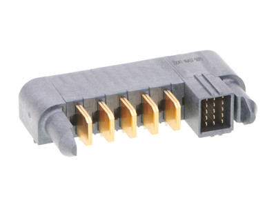 EXTreme Ten60Power Right-Angle Receptacle with Side Guides, 2 DC Power Circuits, 15 Signal Circuits, Press Fit Tail