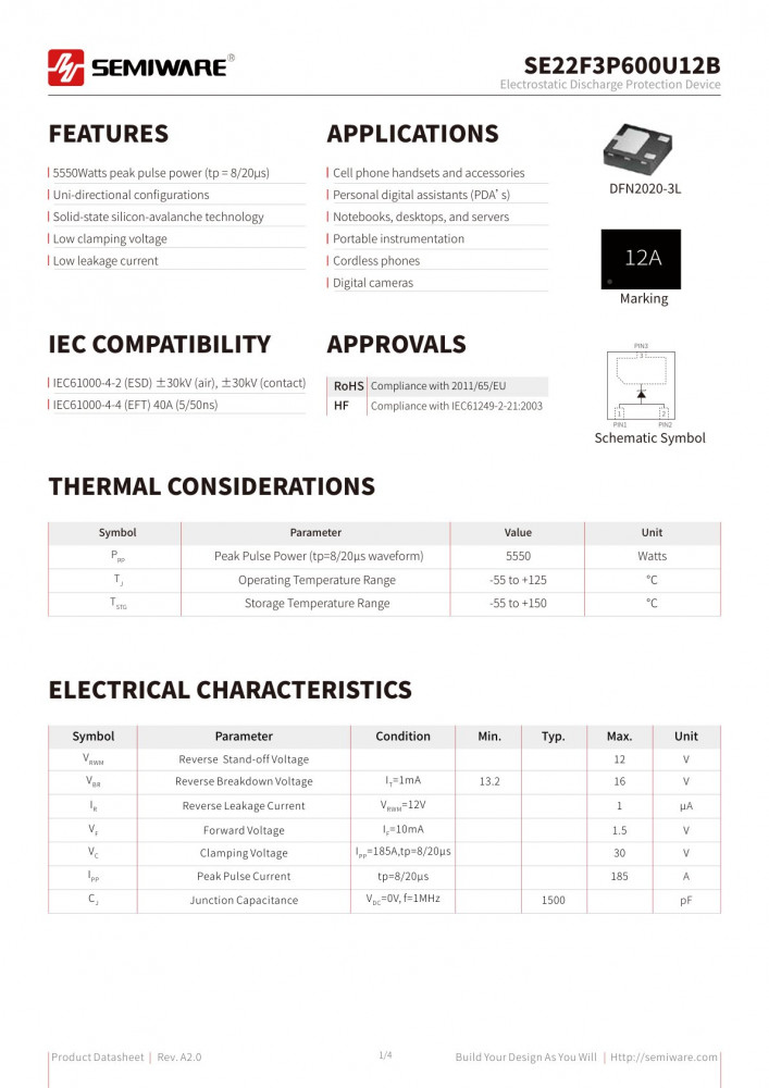 SE22F3P600U12B technical document page 1