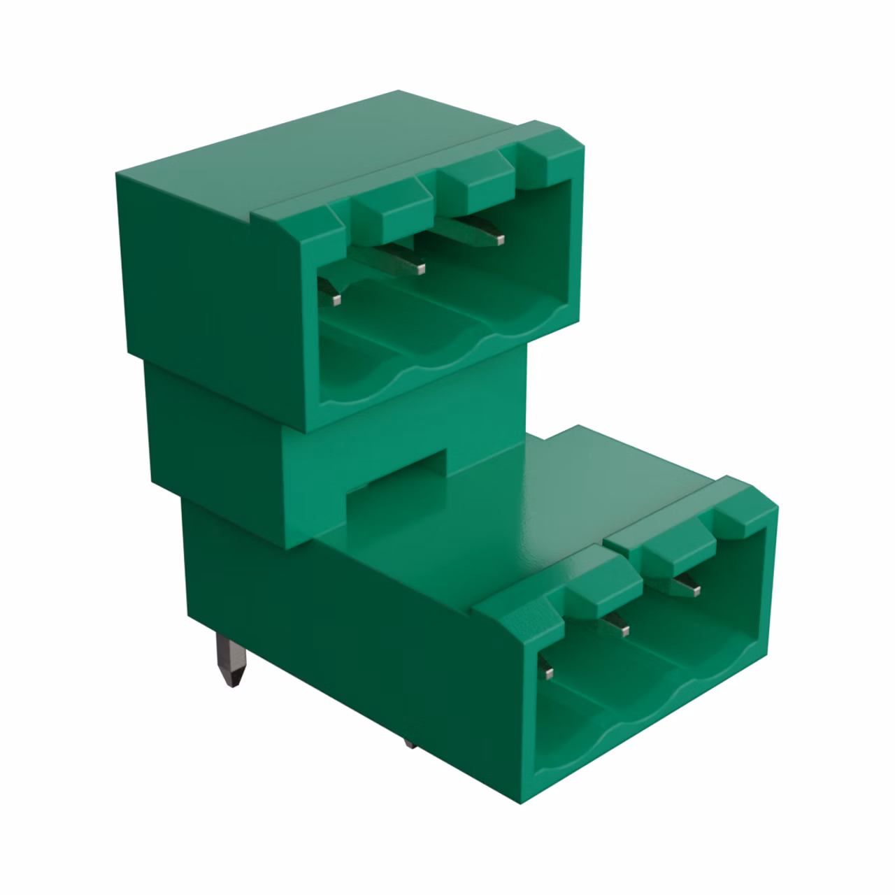5.00mm Pitch Eurostyle Horizontal Dual Level PCB Header, Closed Ends, Green Housing, 6 Circuits for sale