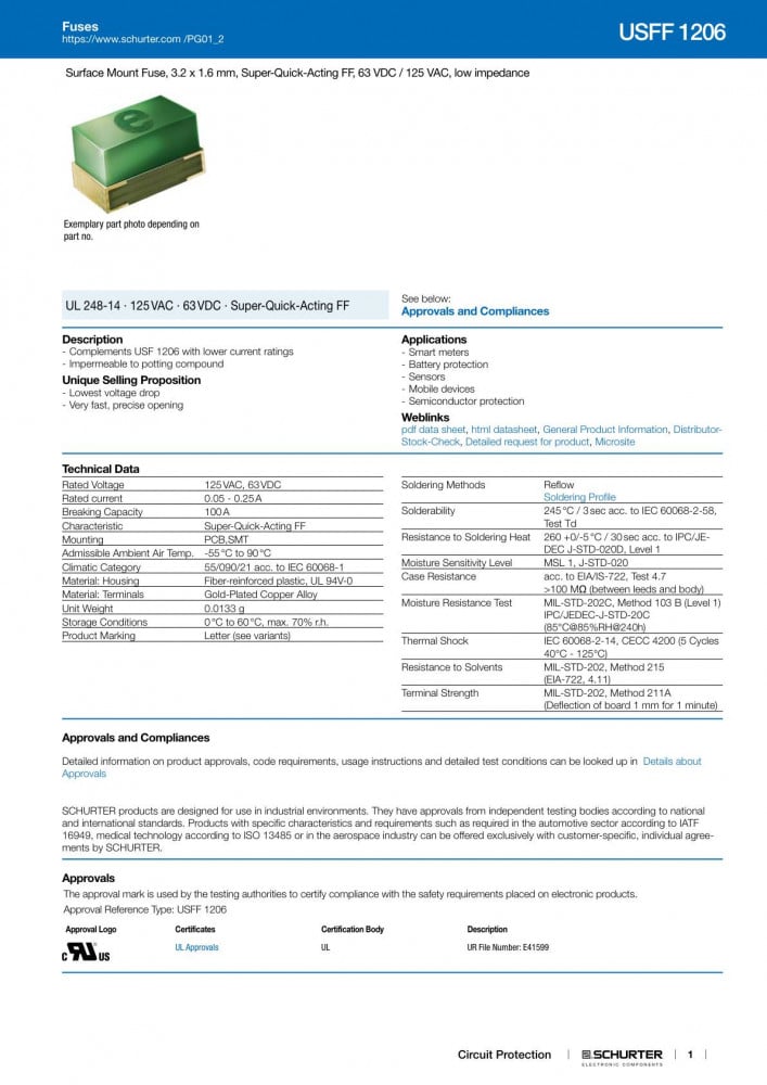SCHURTER 3413 series datasheet page 1