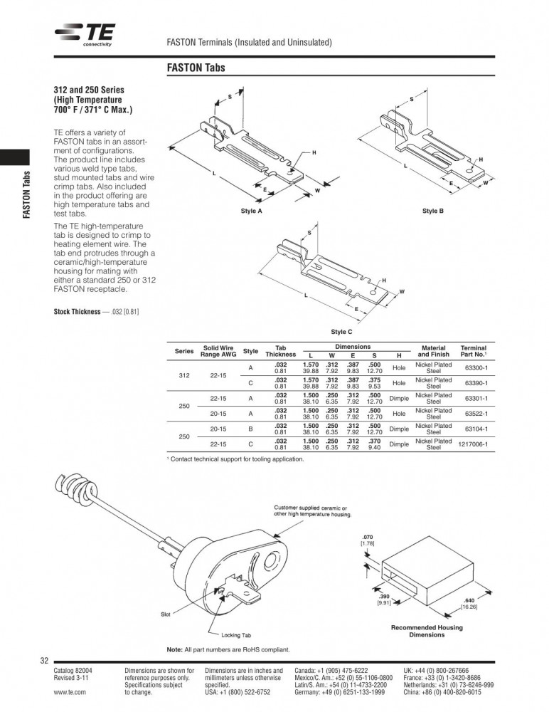 TE FASTON technical document page 1