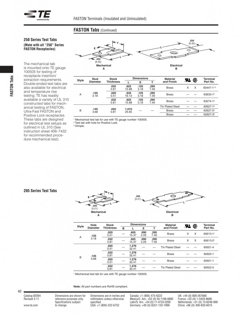 TE FASTON technical document page 9