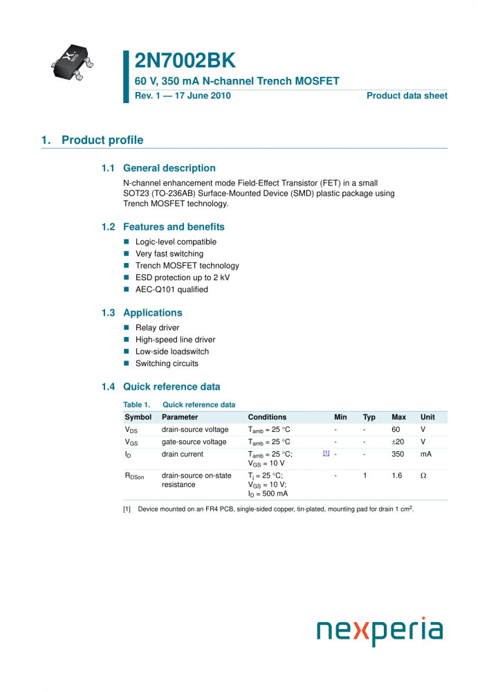 2N7002BK,215 datasheet page 1