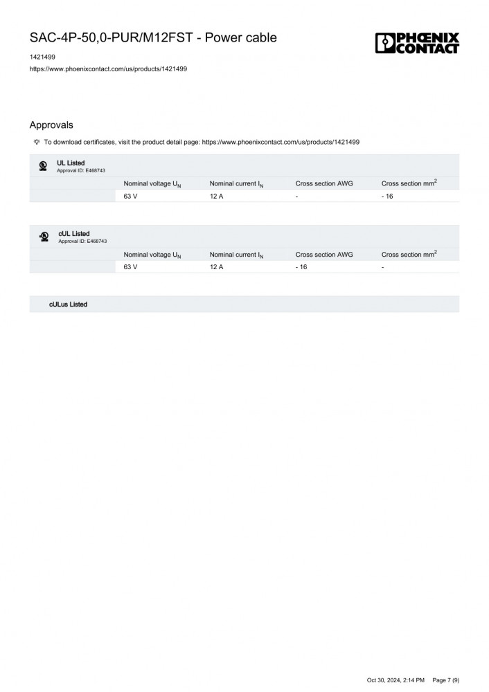 Phoenix Contact 1421499 technical document page 7