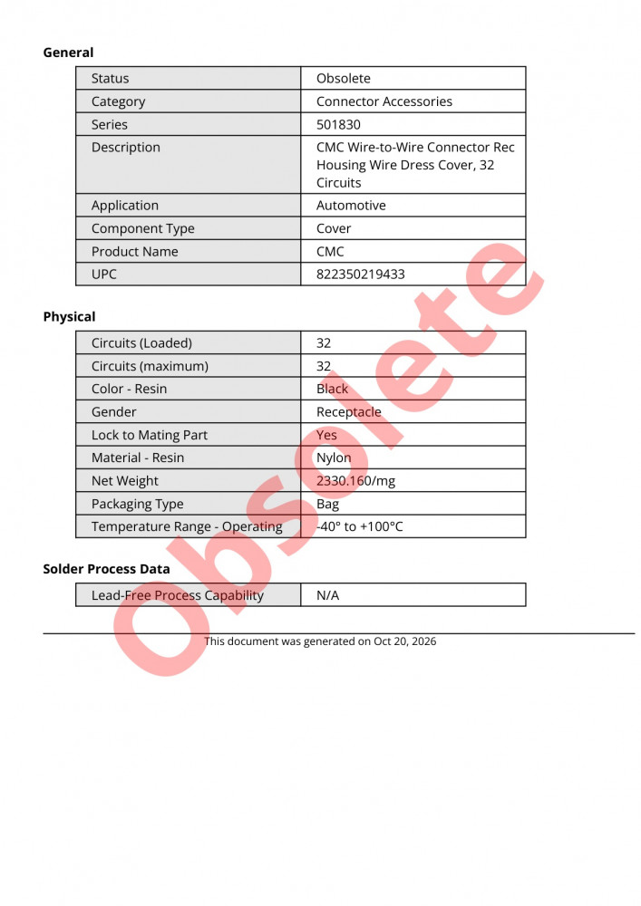Technical document image 2 for Molex 5018303201