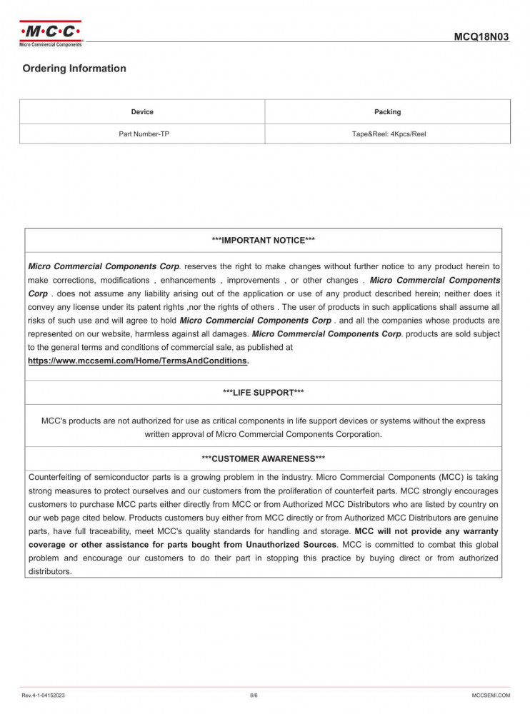 MCQ18N03-TP datasheet page 6