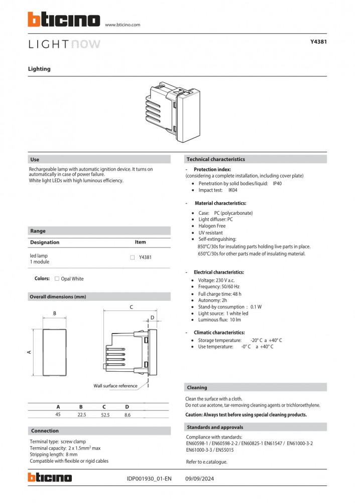 Legrand Y4381 product documentation preview