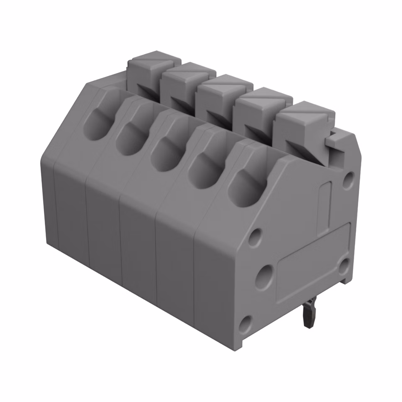 3.50mm Pitch, Eurostyle Dual Row Fixed-Mount Push-Button Terminal Block, 45° Modular, 5A, 20-16 AWG, Light Gray, 5 Circuits for sale