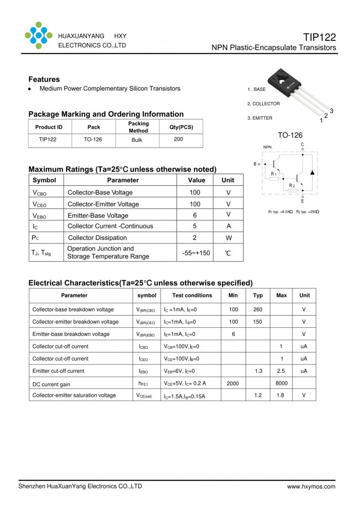 TIP122 datasheet page 1