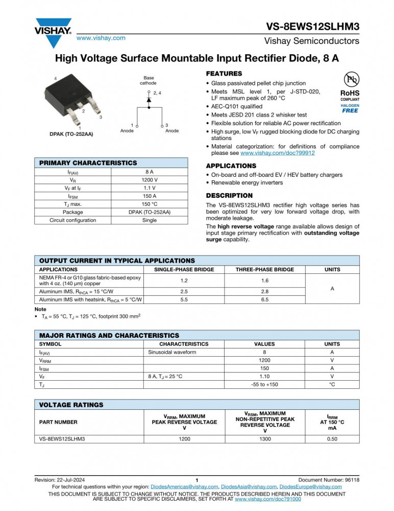 VS-8EWS12SLHM3 datasheet page 1