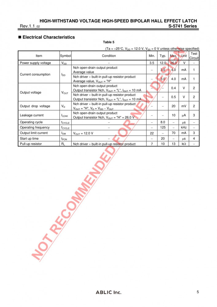 ABLIC S-5741 datasheet page 5
