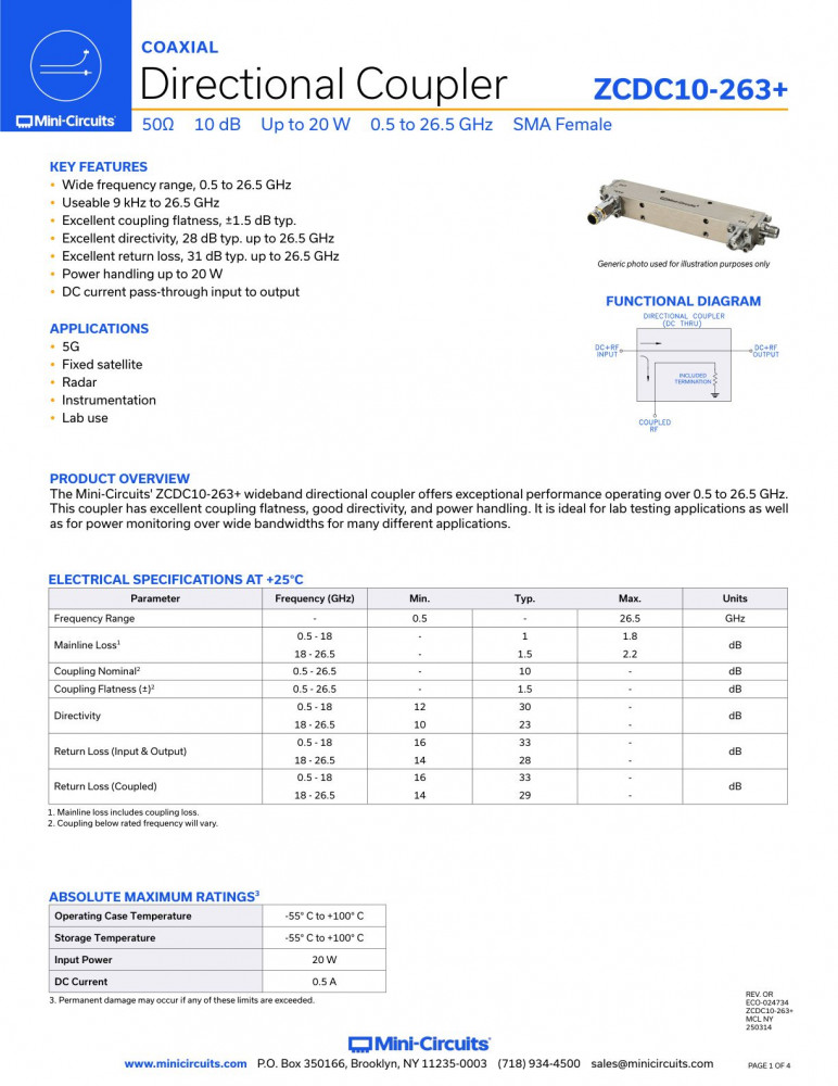 ZCDC10-263+ datasheet page 1