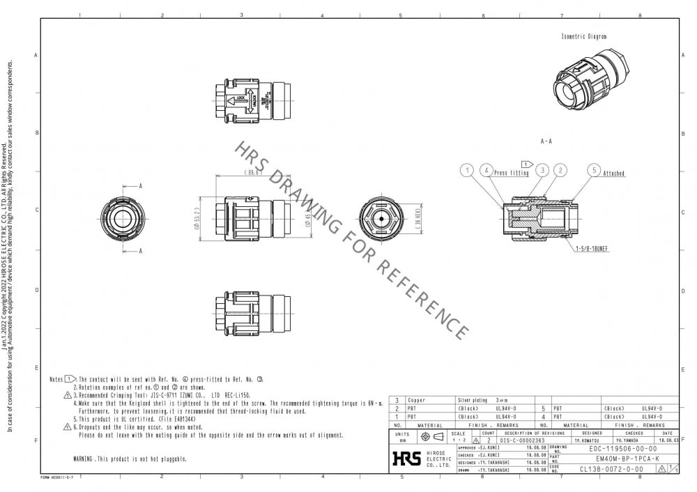 HRS EM40M-BP-1PCA-K technical drawing preview