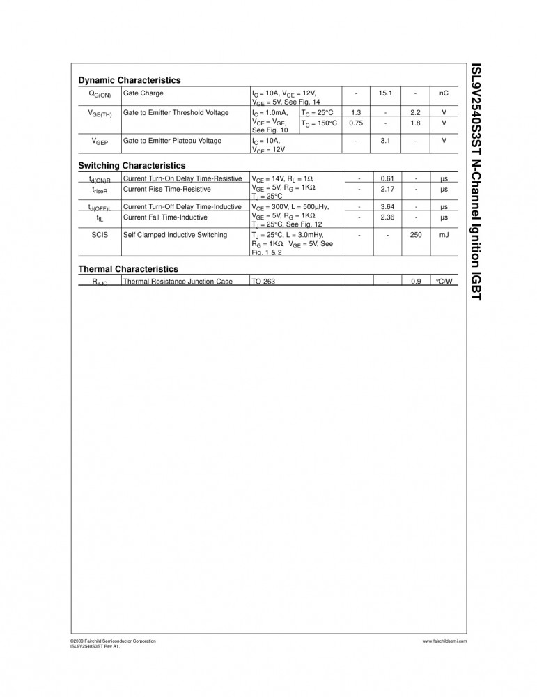 ISL9V2540S3ST datasheet page 4