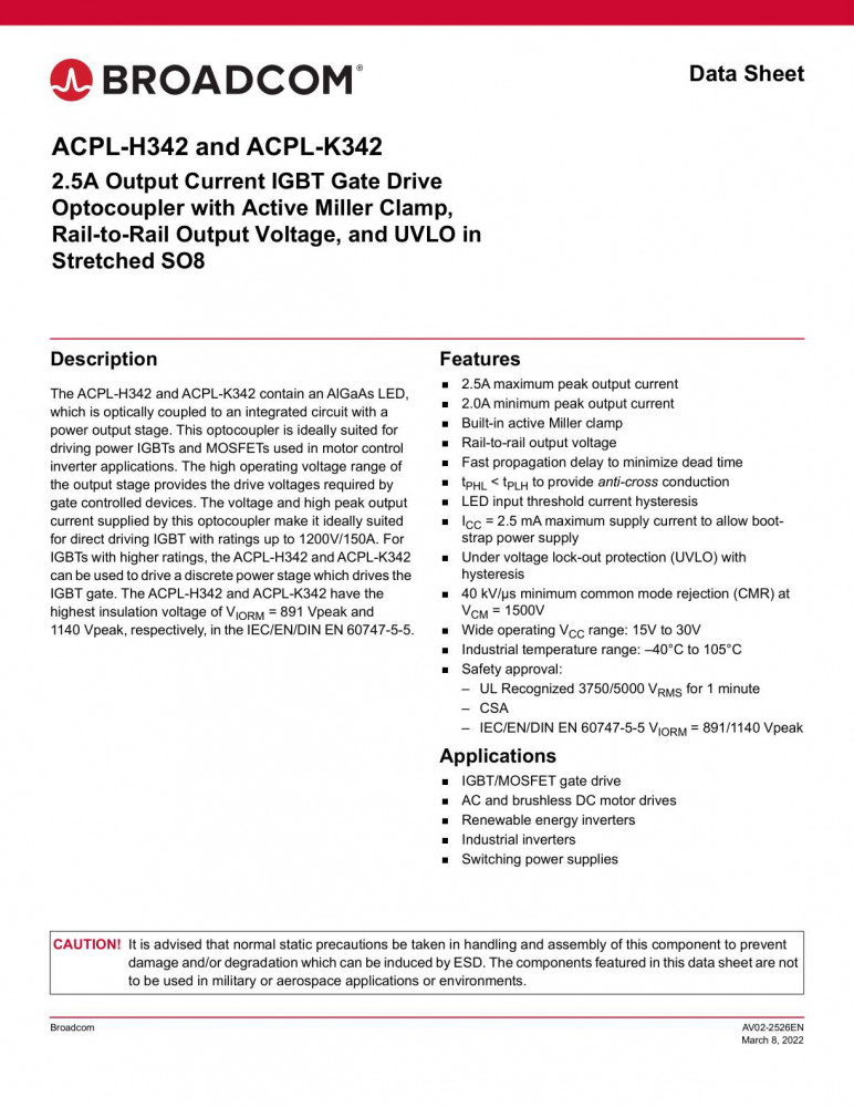 ACPL-K342-060E datasheet page 1