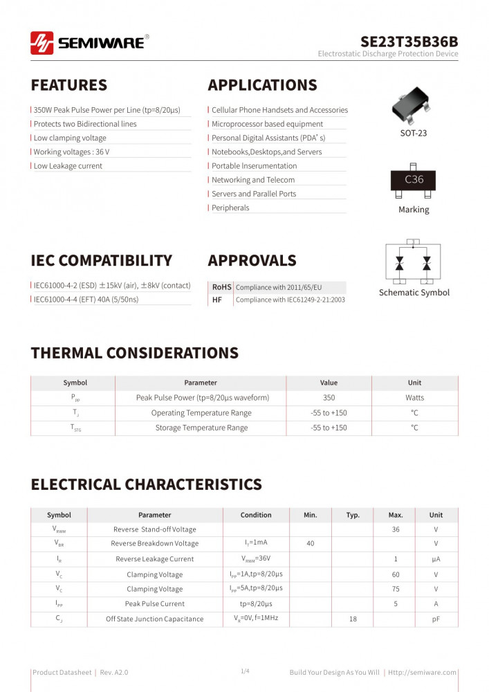 SE23T35B36B datasheet page 1