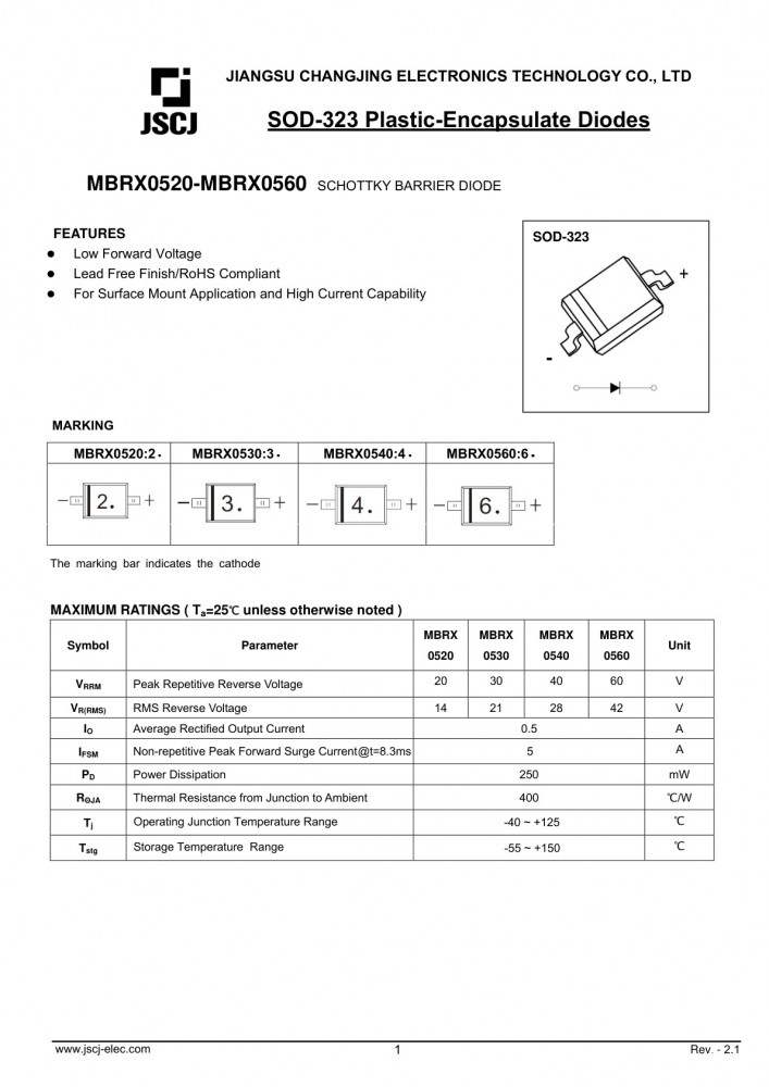 MBRX0530 datasheet page 1